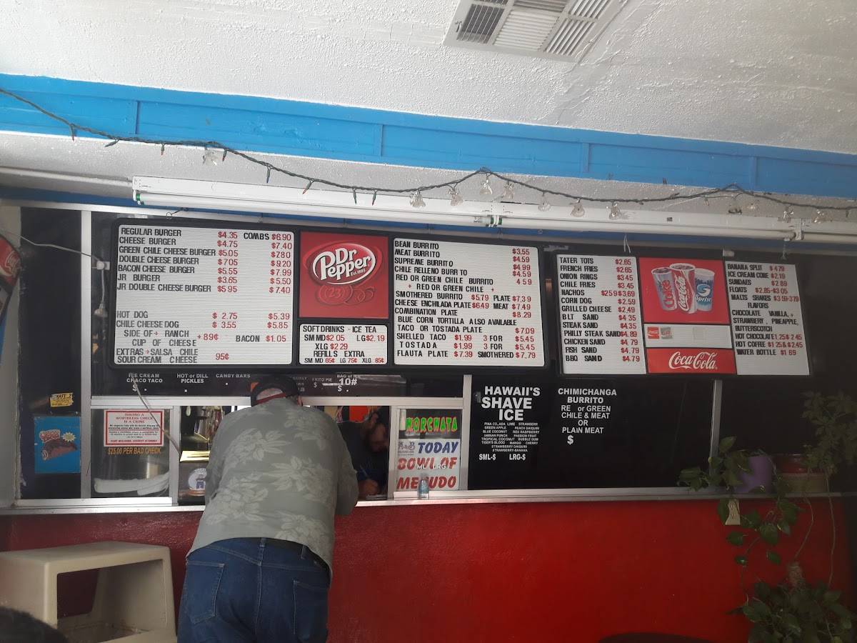 Menu at A & B Drive In restaurant, Truth or Consequences
