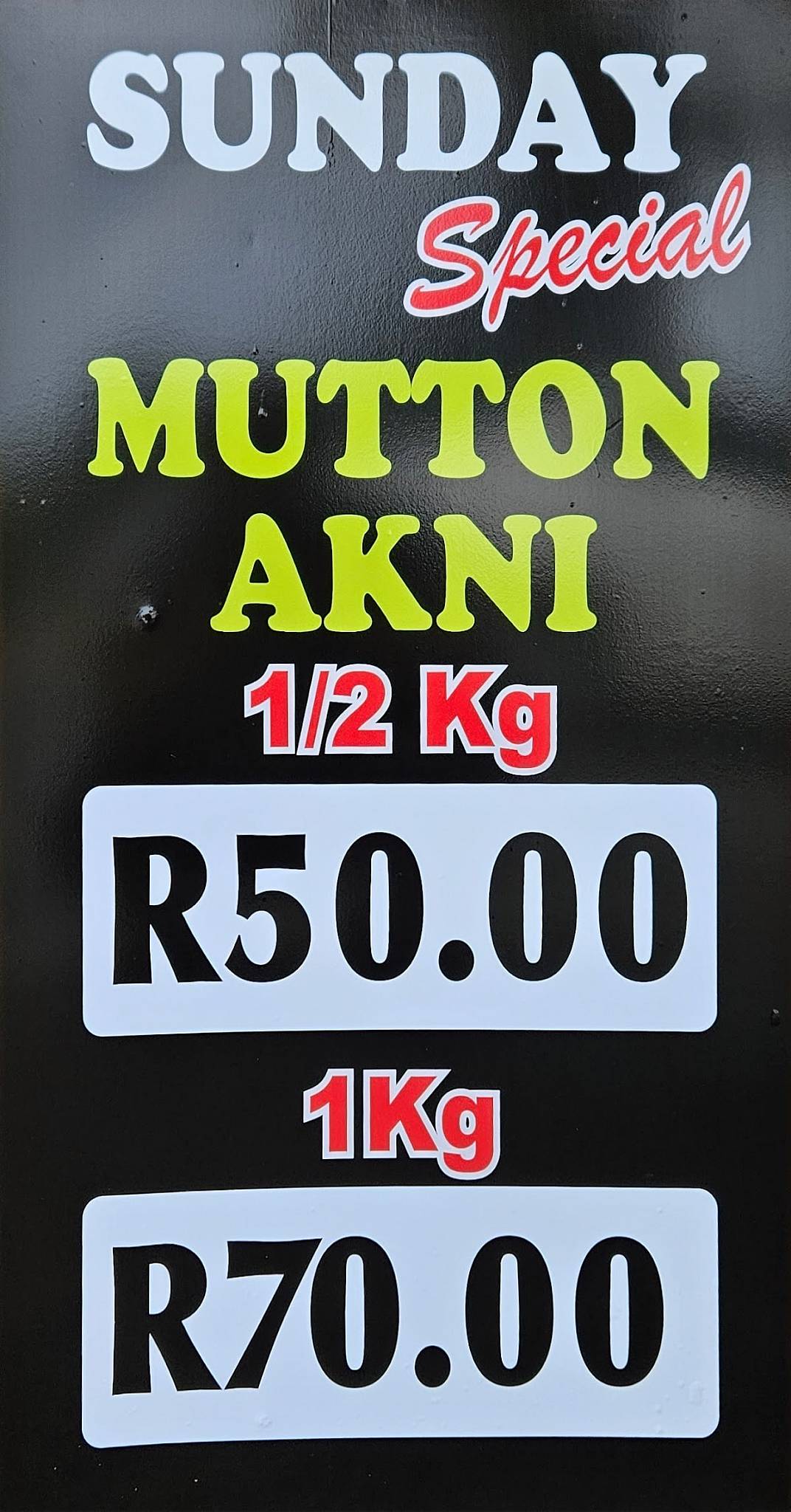 Menu at Ahmad's Tikka Chicken & Takeaways restaurant, Cape Town