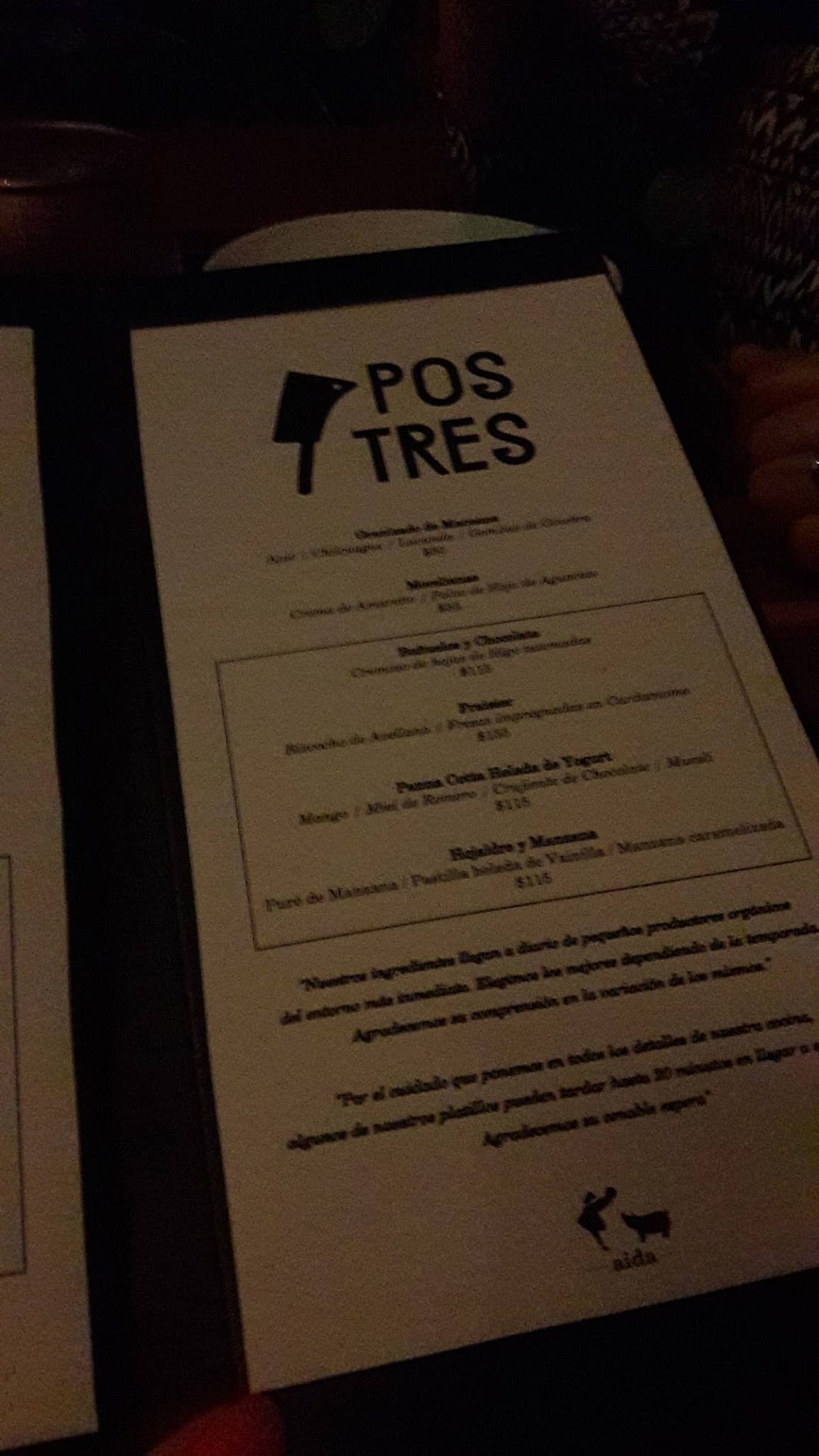 Menu at Aida restaurant, Ciudad López Mateos, Av Sonora 176