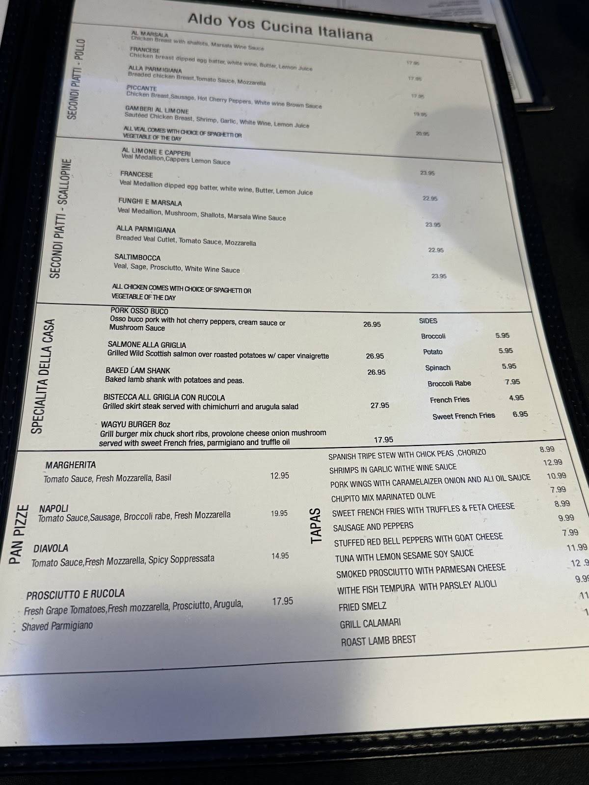 Menu at Aldo Yo's Cucina Italiana - 94 Trattoria Italiana restaurant ...