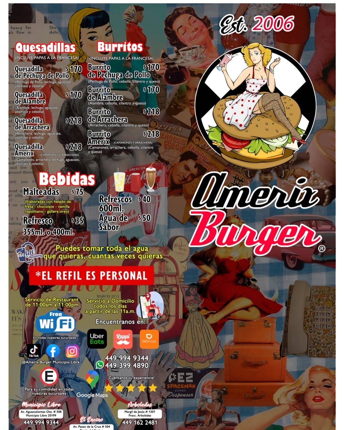 Carta del restaurante Amerix Burger Municipio Libre, Aguascalientes, Av ...
