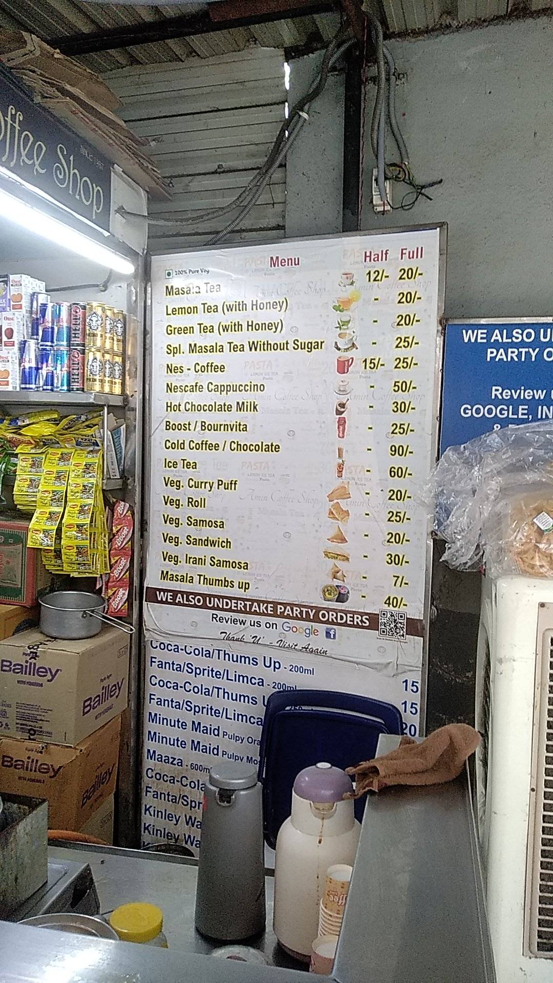 Menu at Amin Coffee Shop, Hyderabad