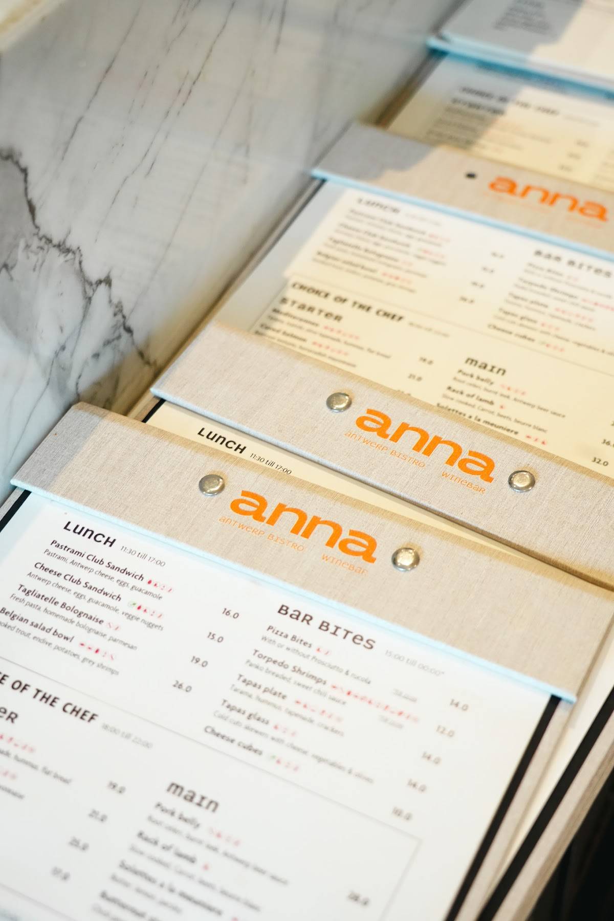 Menu at Anna, Antwerp