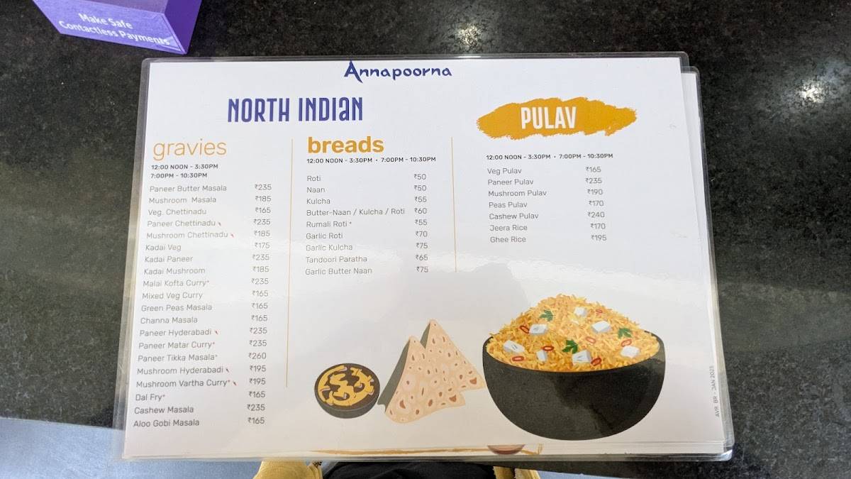 Menu at Annapoorna - Avinashi road, Coimbatore, 20A & 20B