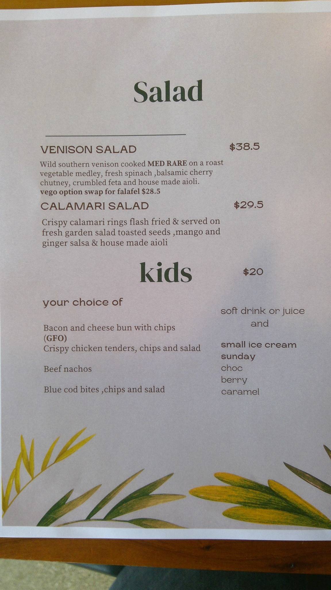 Menu at Aparima Restaurant and Bar, Riverton