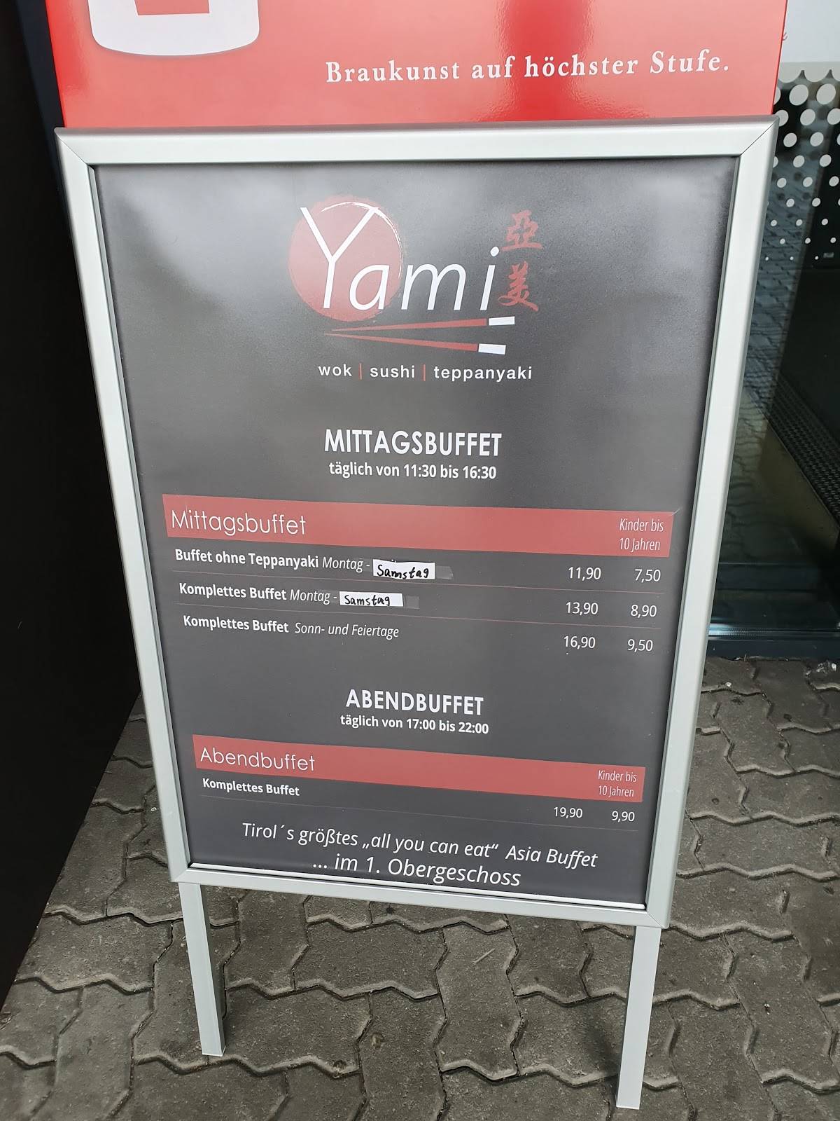 Speisekarte von Asiarestaurant YAMI, Innsbruck