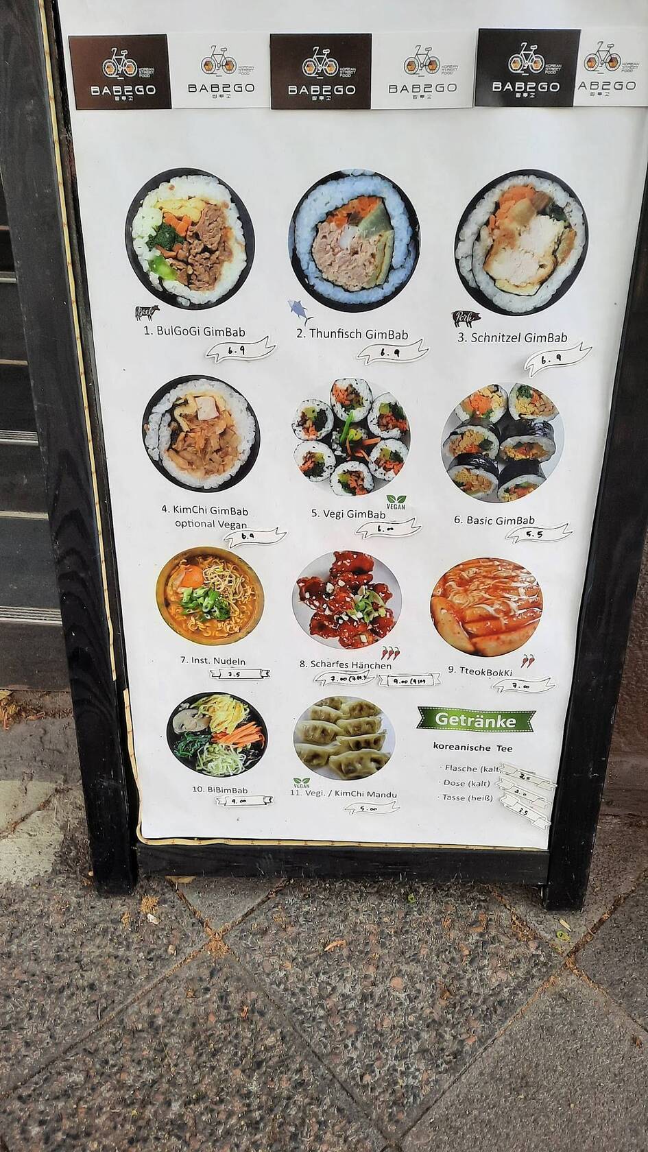 Menu at Bab2go restaurant, Mannheim