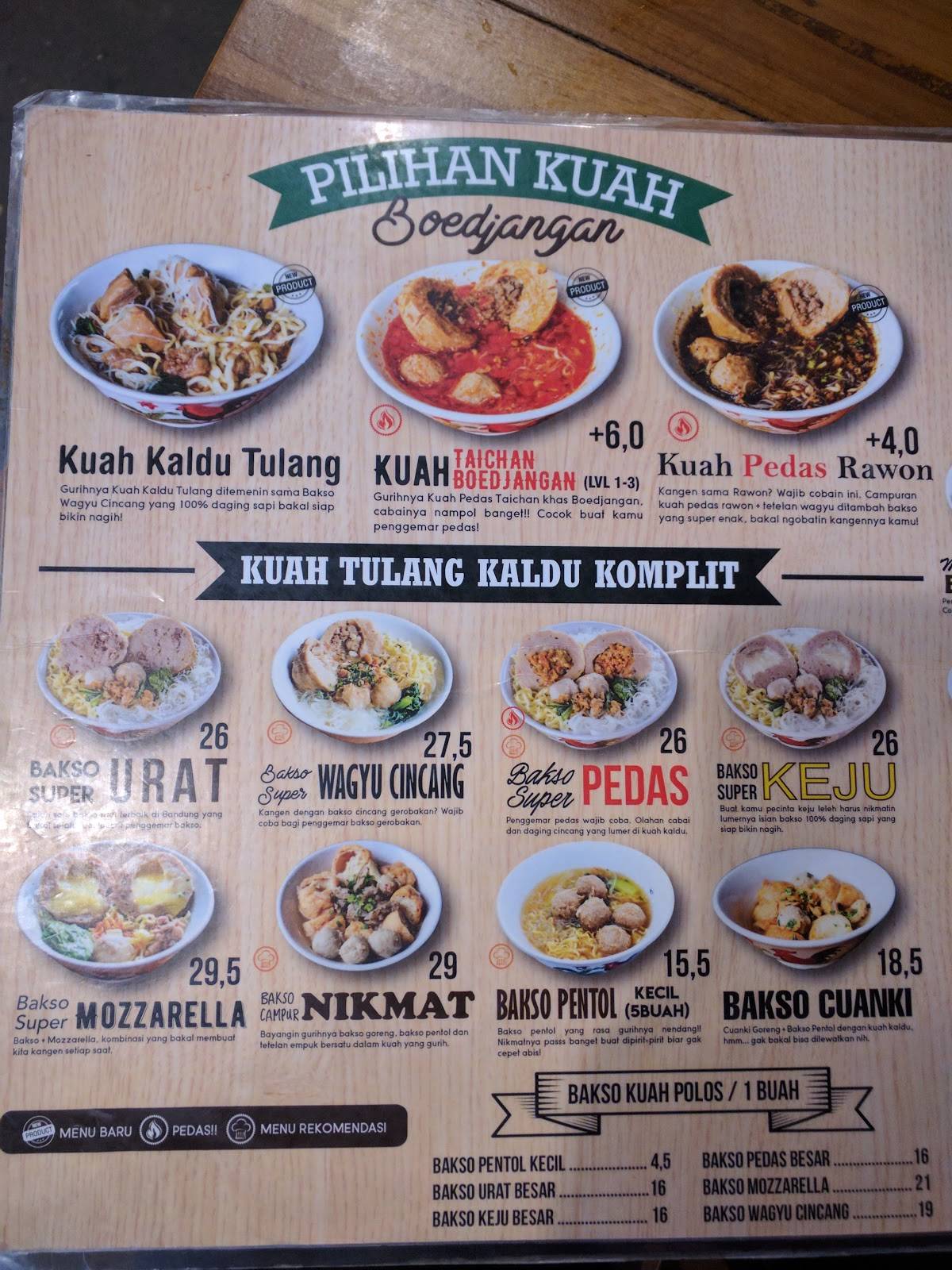 Carta del restaurante Bakso Boedjangan Cibubur, Depok, Jl. Alternatif ...