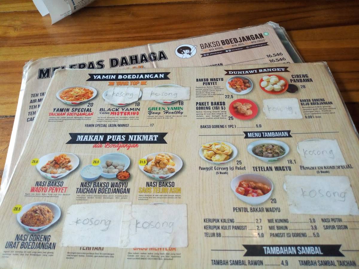 Carta del restaurante Bakso Boedjangan Cibubur, Depok, Jl. Alternatif ...