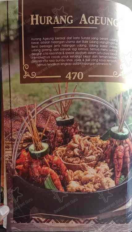 Menu at Bale Udang Mang Engking Kuta restaurant, Denpasar