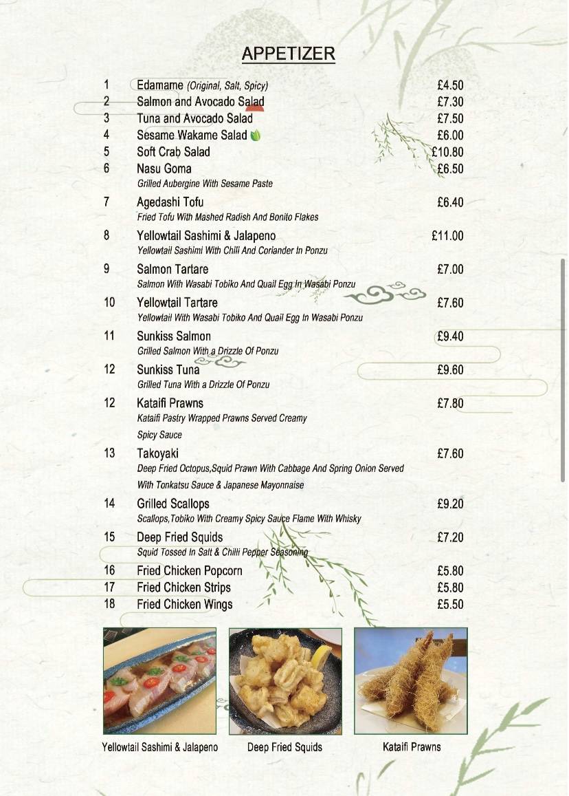 Menu at Bamboo Restaurant-竹, Swansea
