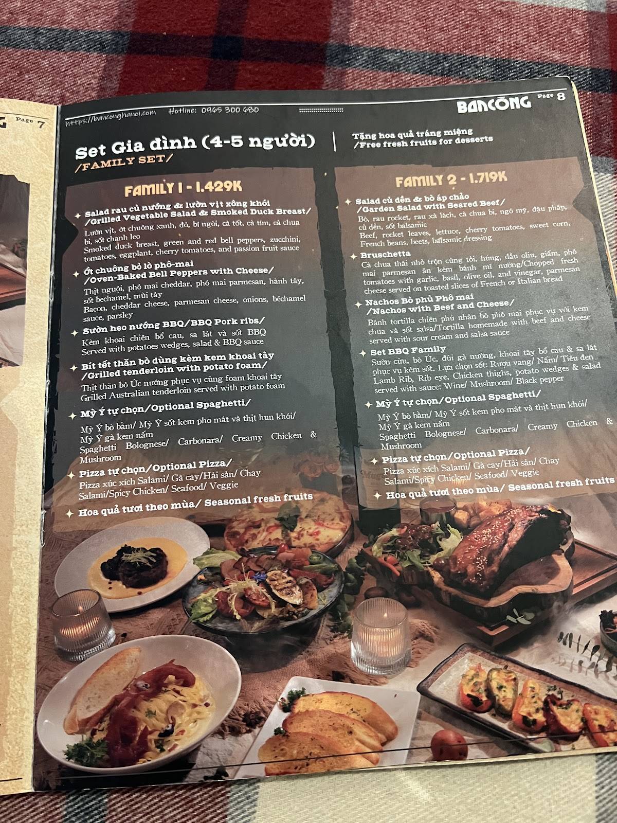 Menu at Bancông Cafe & Restaurant, Hanoi