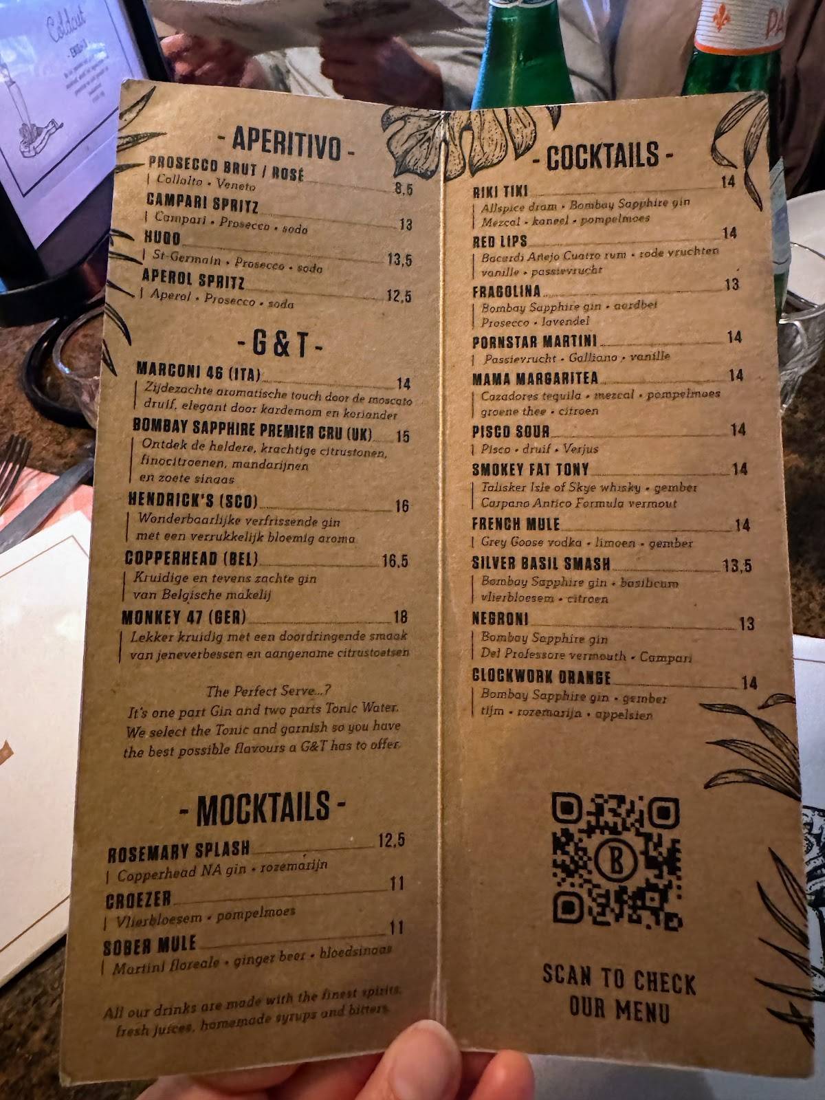 Menu at Baracca, Leuven