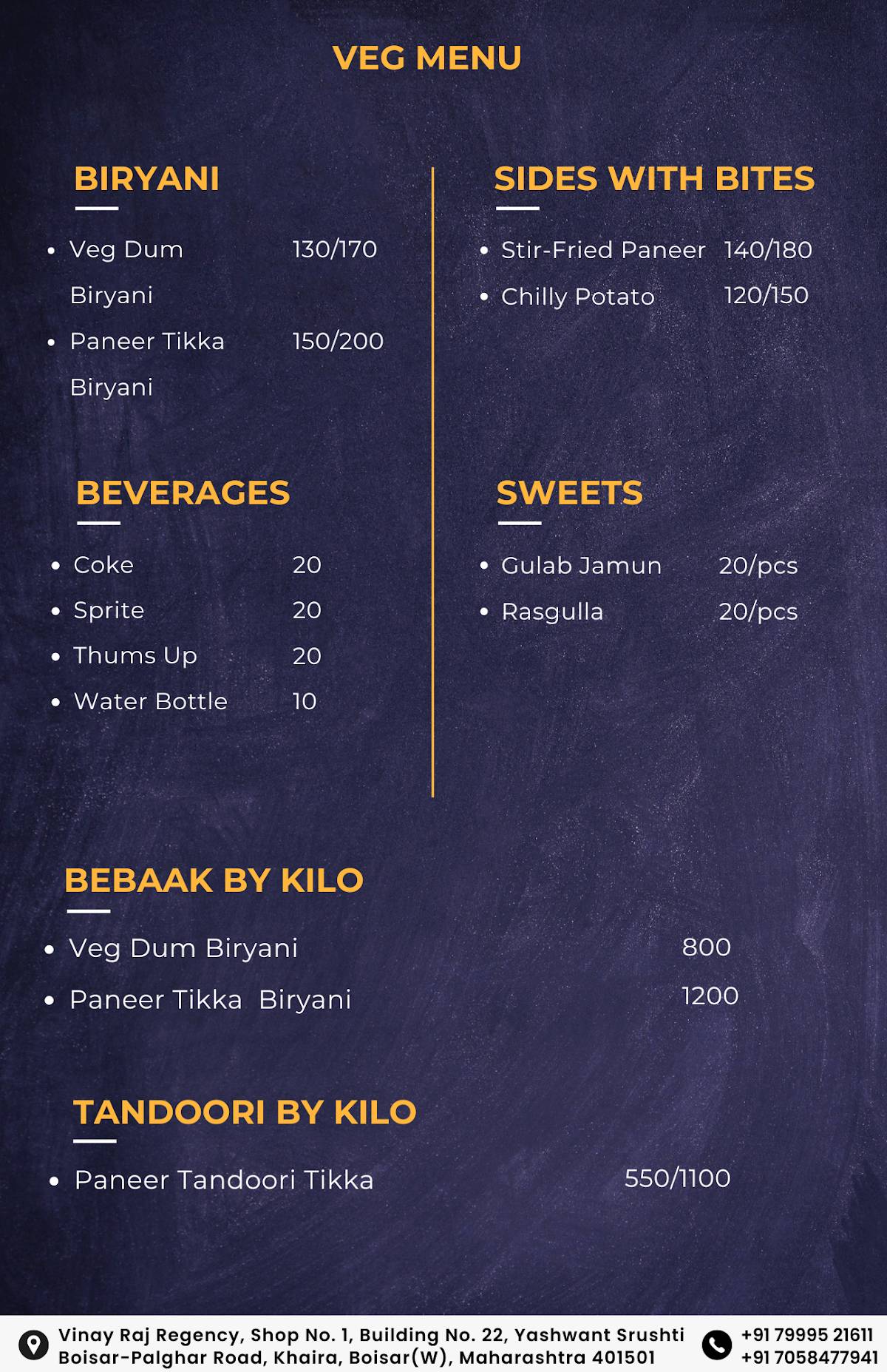 Menu at Bebaak Biryani - Best Biryani in Boisar, Boisar