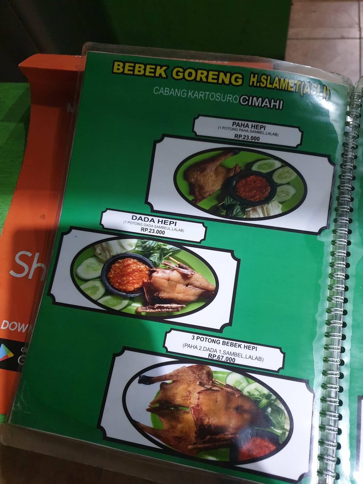 Menu at Bebek Goreng Haji Slamet (Asli) Cimahi restaurant, Cimahi