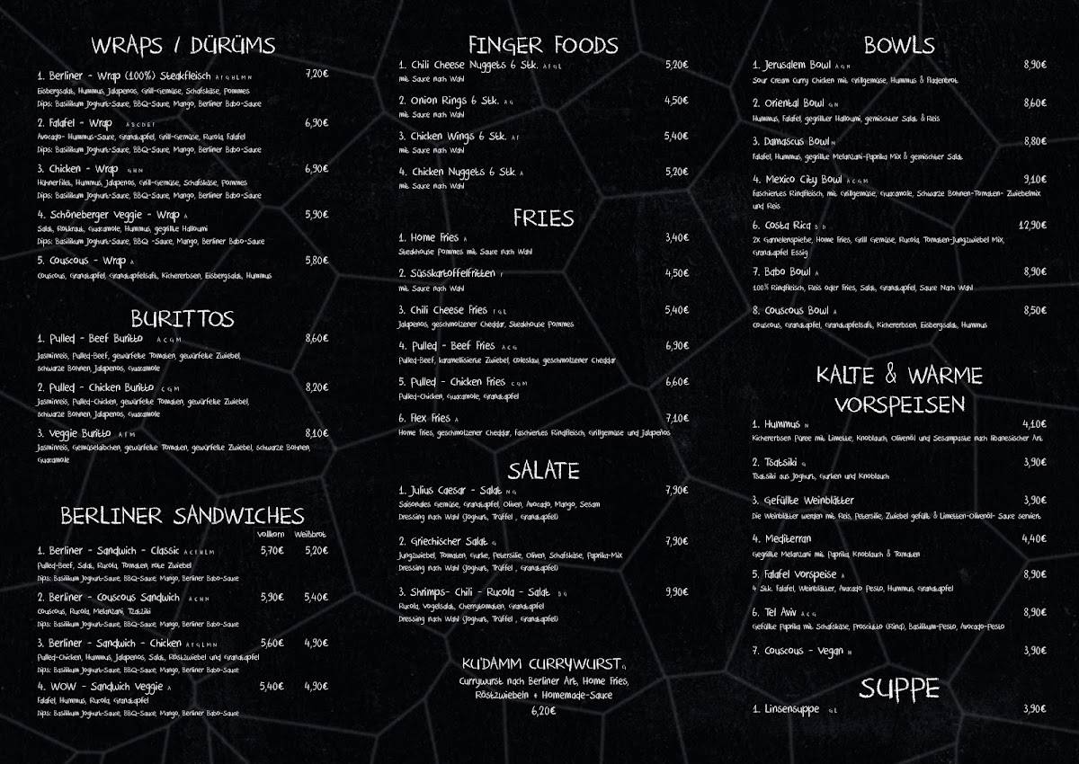 Speisekarte von Berliner Babo Meidling restaurant, Wien