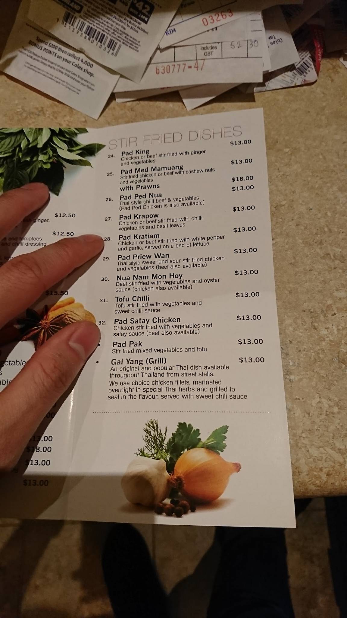 Menu at Berwick Thai Restaurant, Berwick