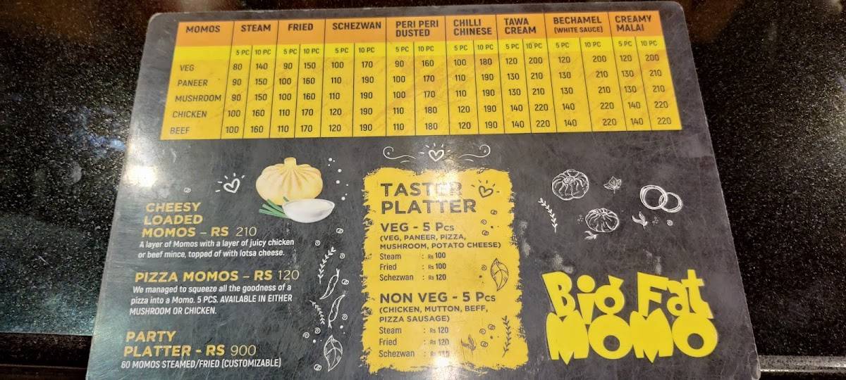 Menu at Big Fat Momo Calicut, Kozhikode