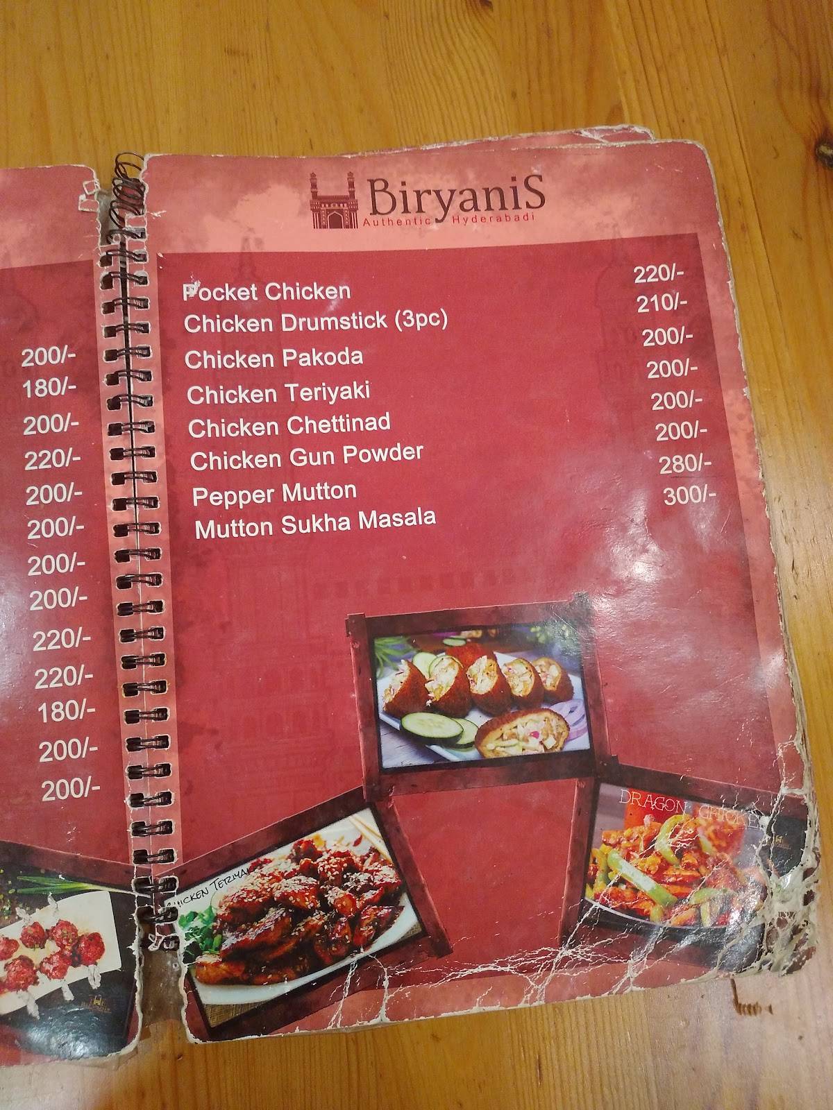 Menu at Biryanis - Authentic Hyderabadi, Bengaluru