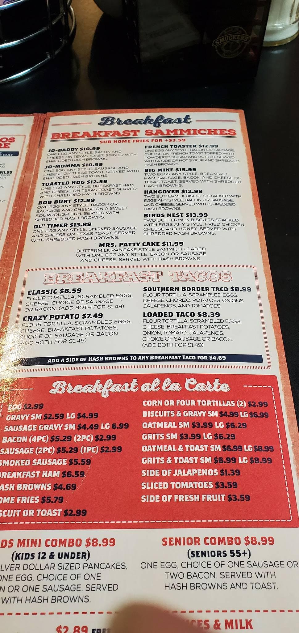 Menu at Blue Mound Cafe - Belknap, Fort Worth