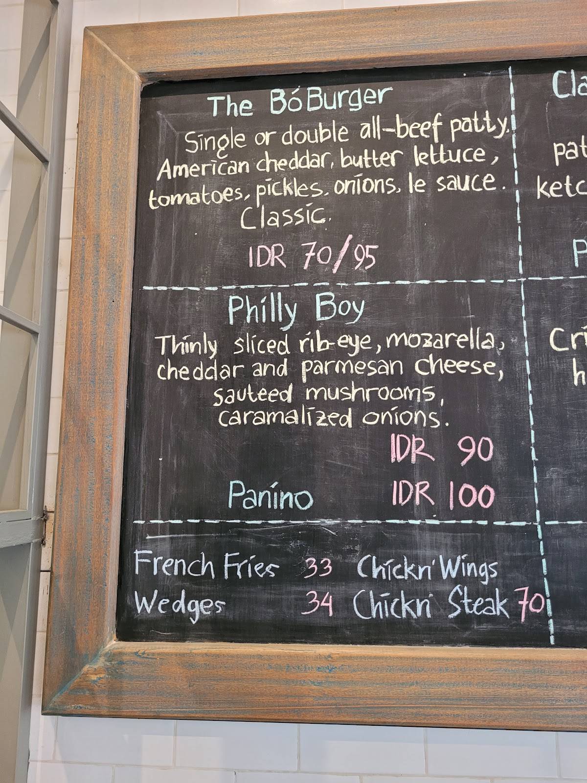 Menu at BóBurger restaurant, Bekasi Regency