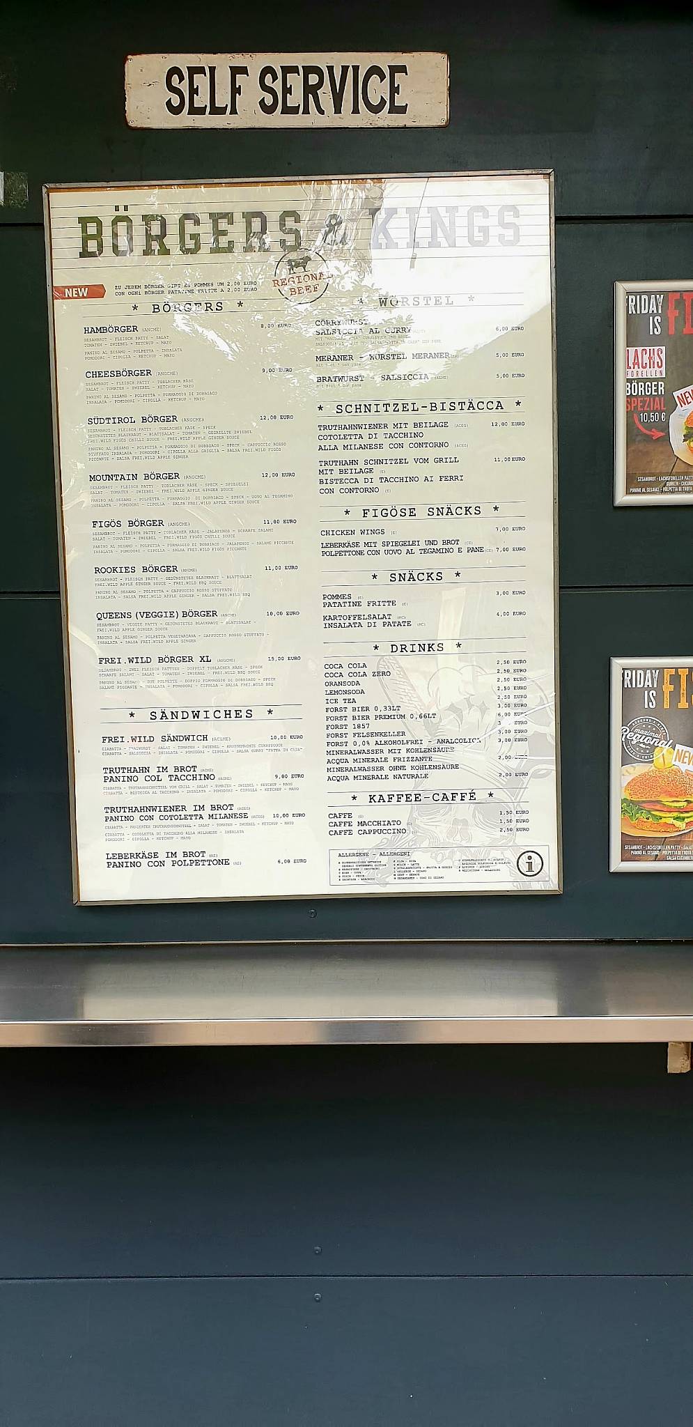 Menu at Börgers & Kings restaurant, Brixen