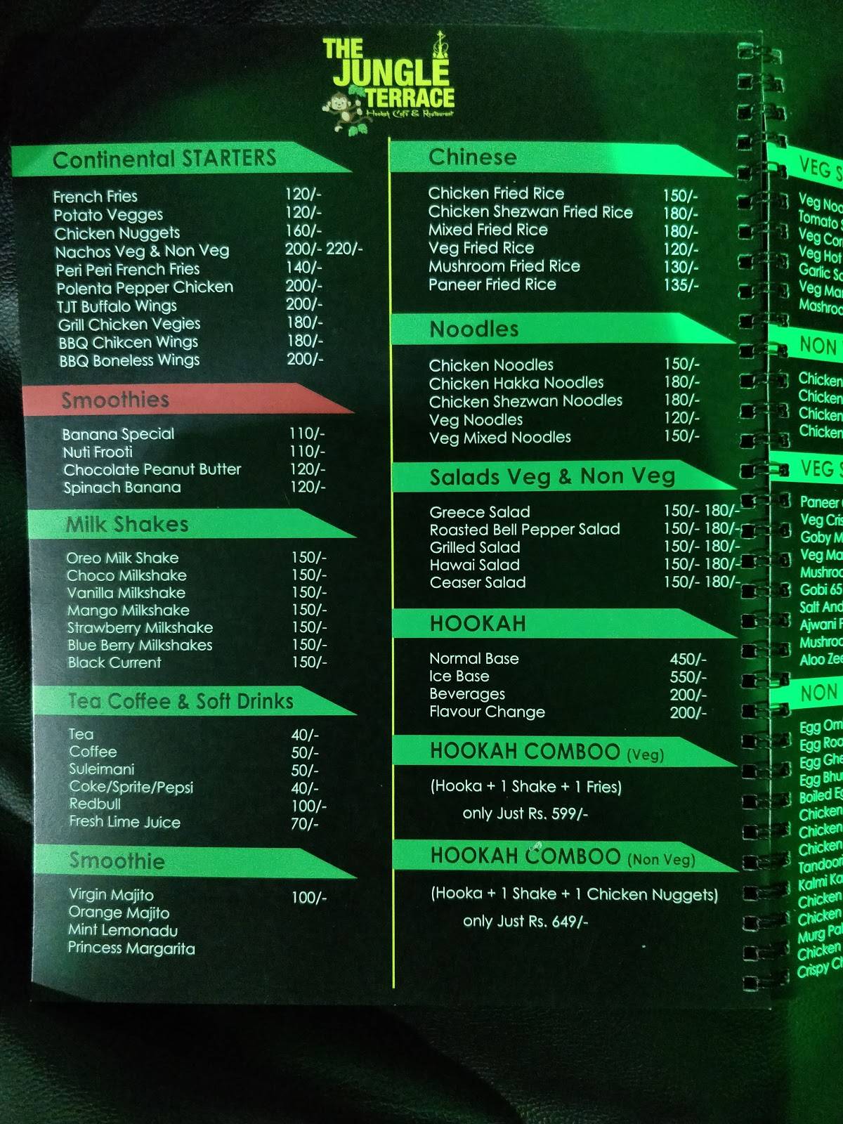 Menu at Brigade Castle, Bengaluru