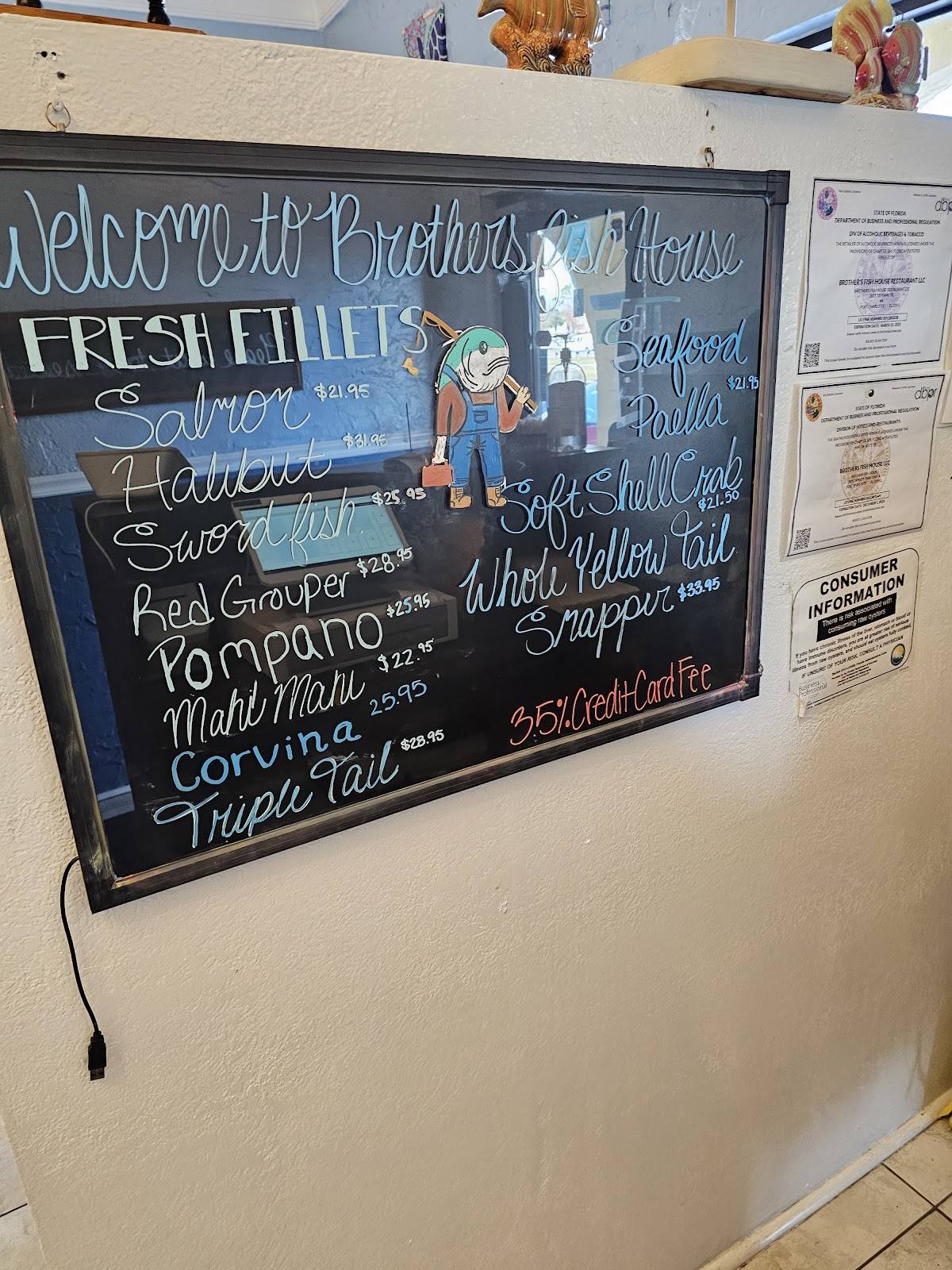 Menu at Brother's Fish House restaurant, Port Charlotte