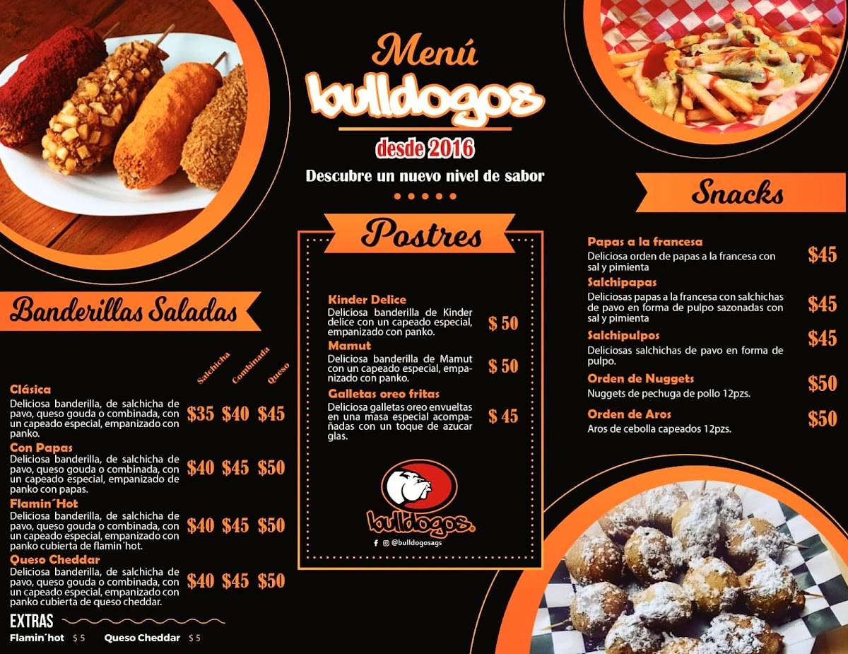Carta del restaurante Bulldogos Ags Banderillas Coreanas y Dogos ...