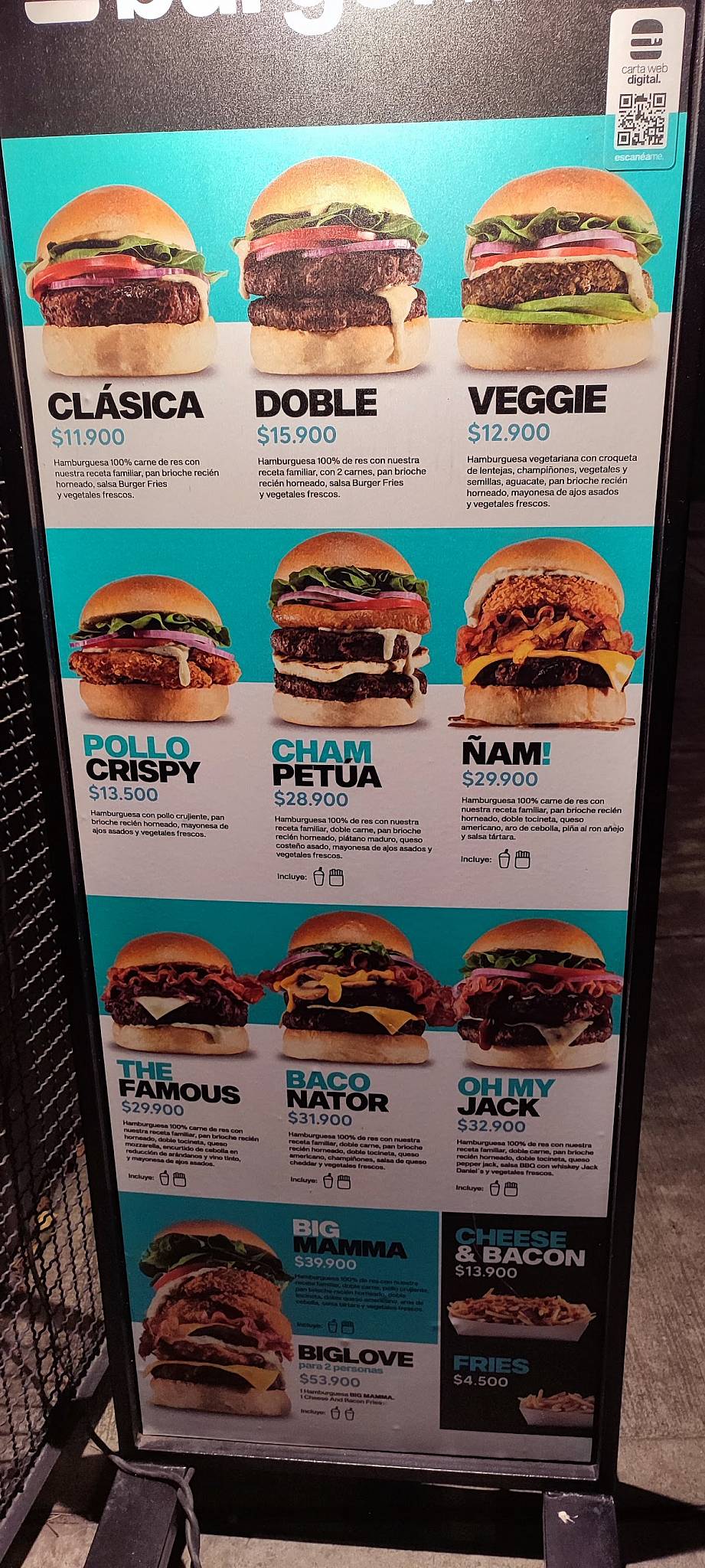 Menu at BurgerFries restaurant, Bogotá, Ak. 19 #37-15