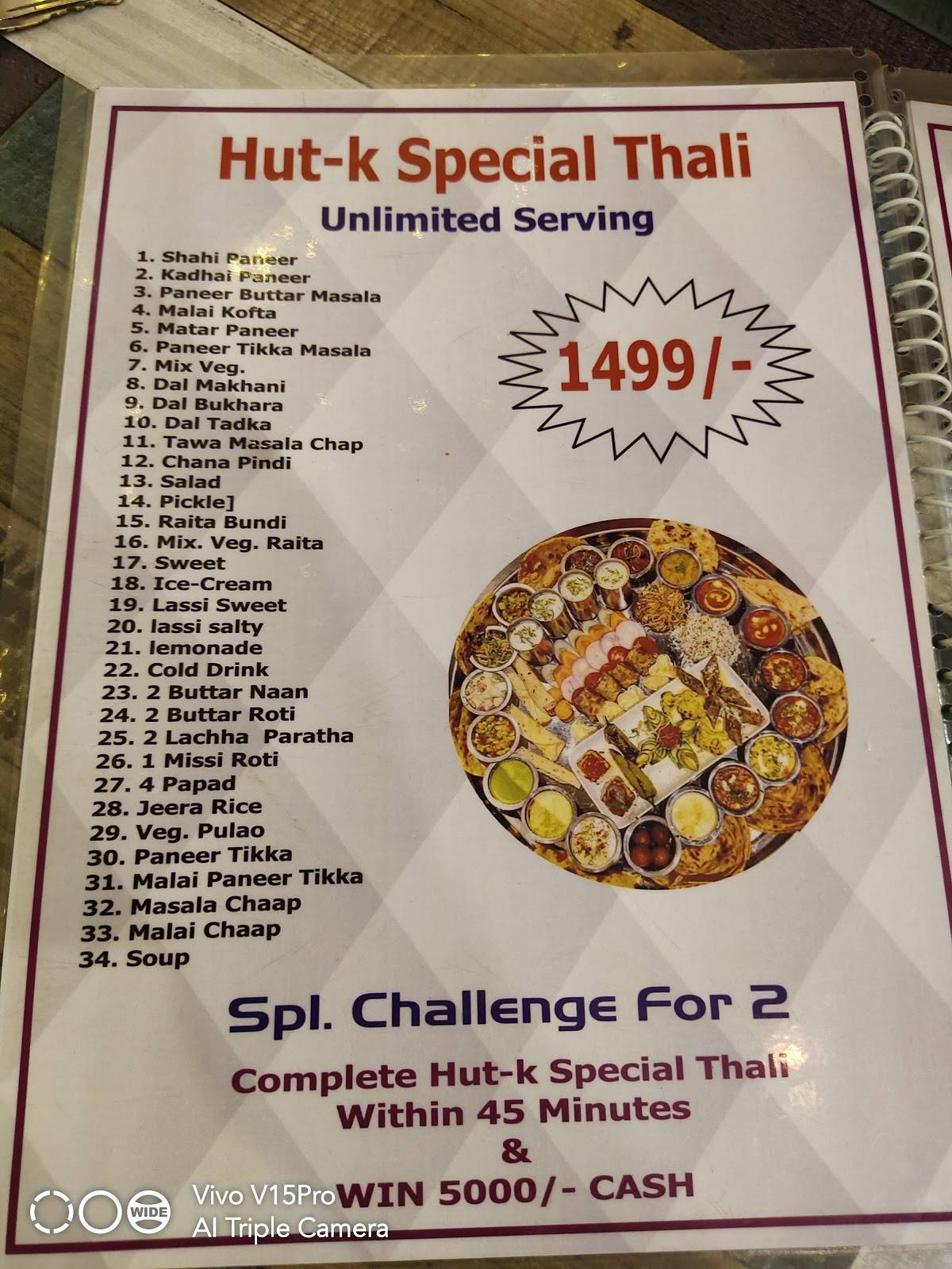 Menu at CAFE HUT K, New Delhi