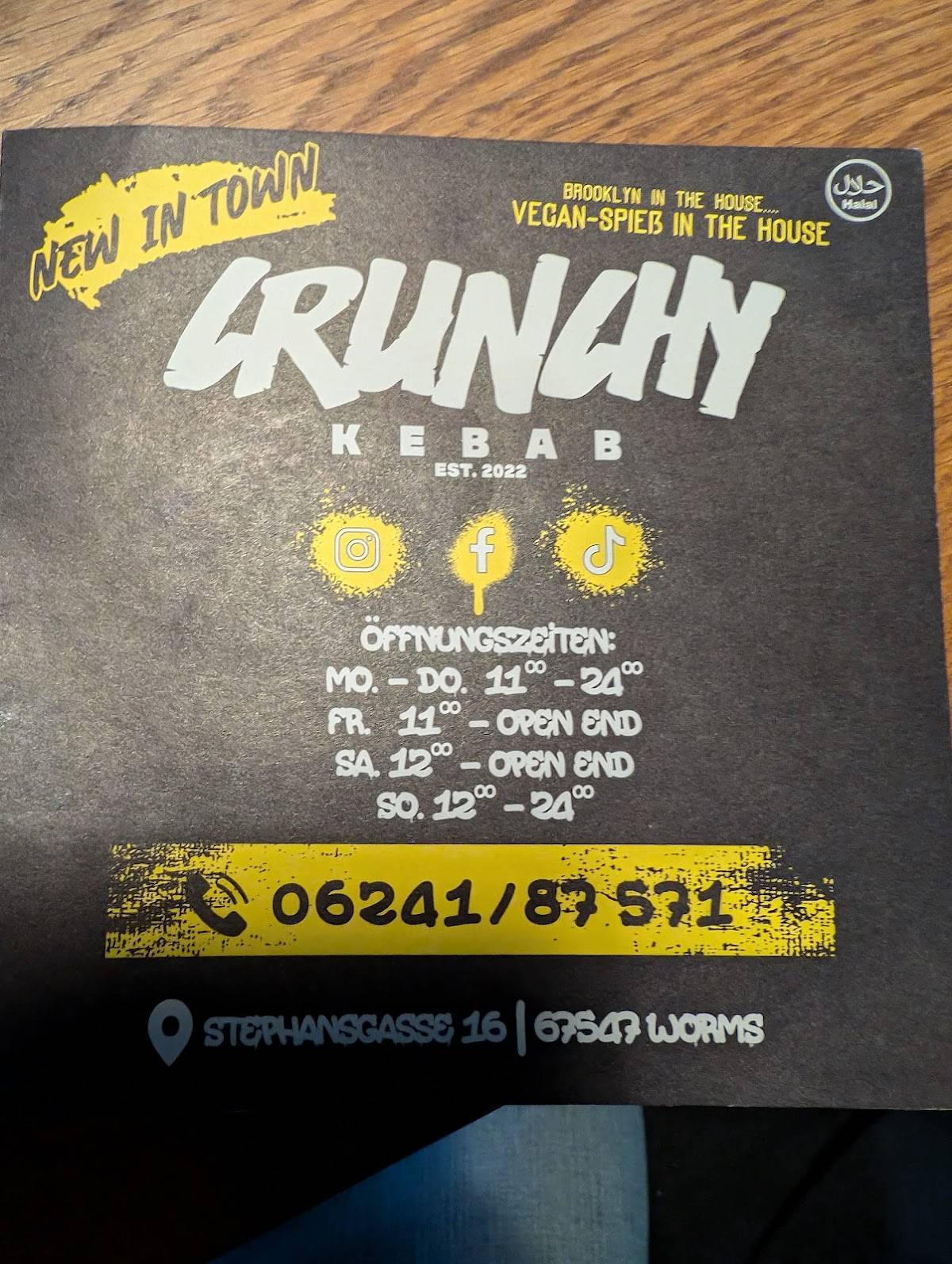 Menu at CRUNCHY KEBAB, Worms