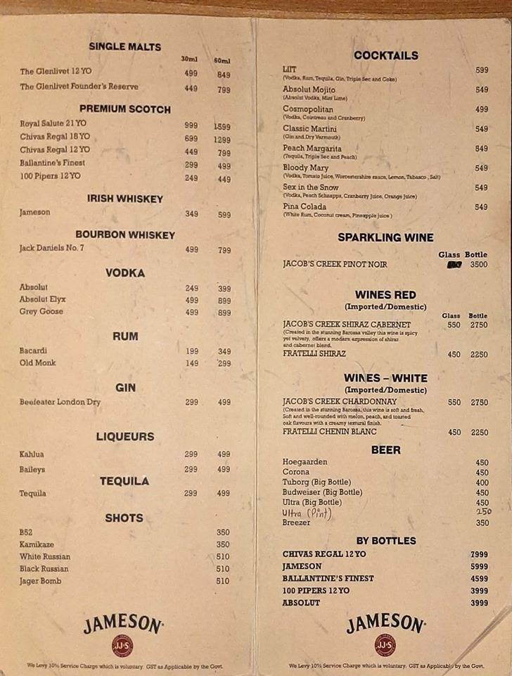 Menu at Cafe 1947, Manali, Near Nehru Kund