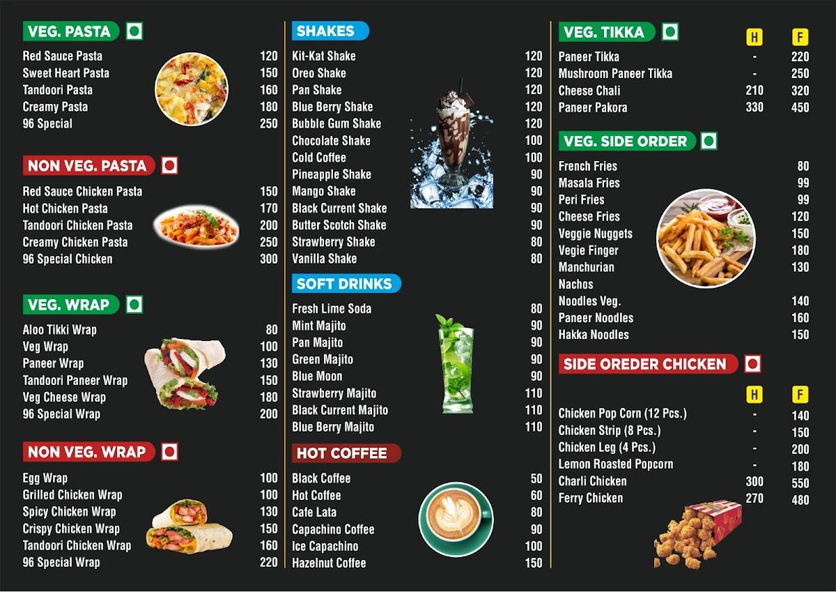 Menu at Cafe story 96, Tarn Taran Sahib