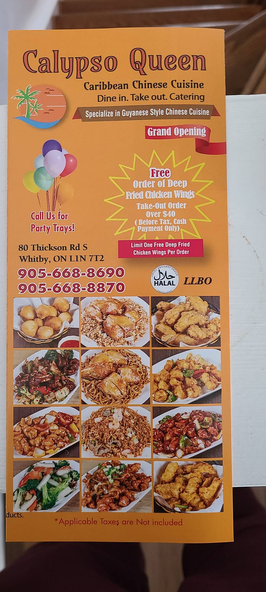 Menu at Calypso Queen Caribbean Chinese Cuisine restaurant, Whitby