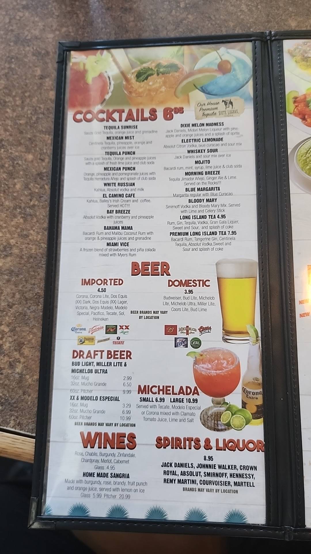 Menu at Camino Real Authentic Mexican Restaurant, Dickson