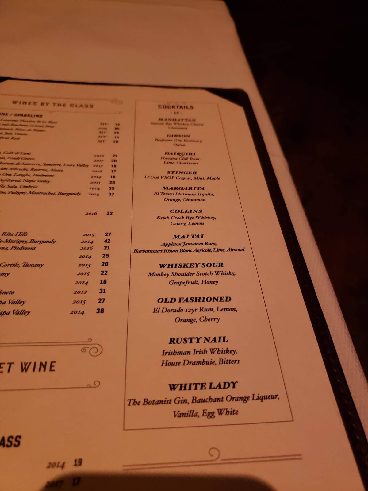 Menu at Carbone restaurant, Las Vegas, 3730 Las Vegas Fwy