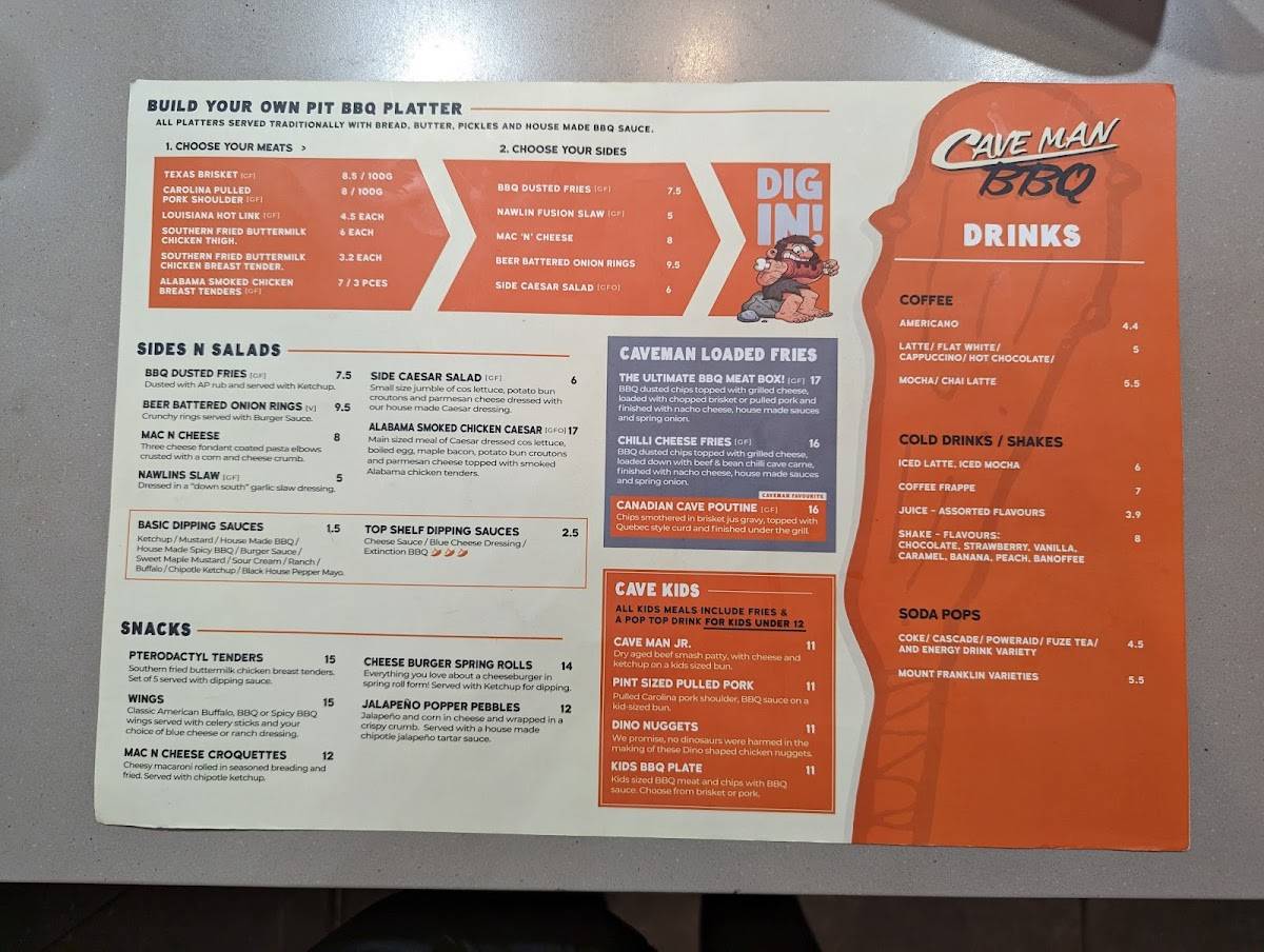 Menu at Caveman BBQ - Rockingham, Rockingham