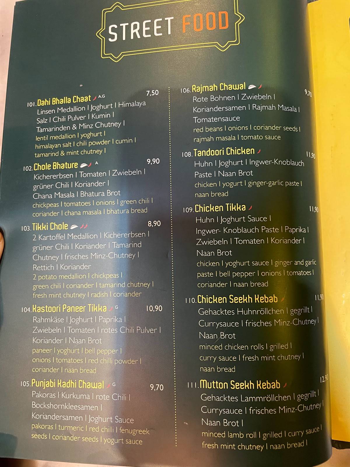 Speisekarte von Chaiwala restaurant, Berlin