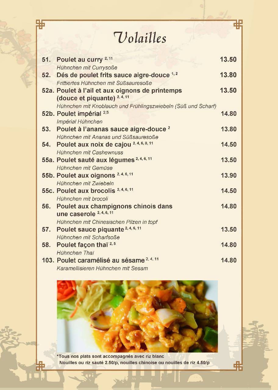 Speisekarte von Restaurant Chinois Dong Ya, Reisdorf