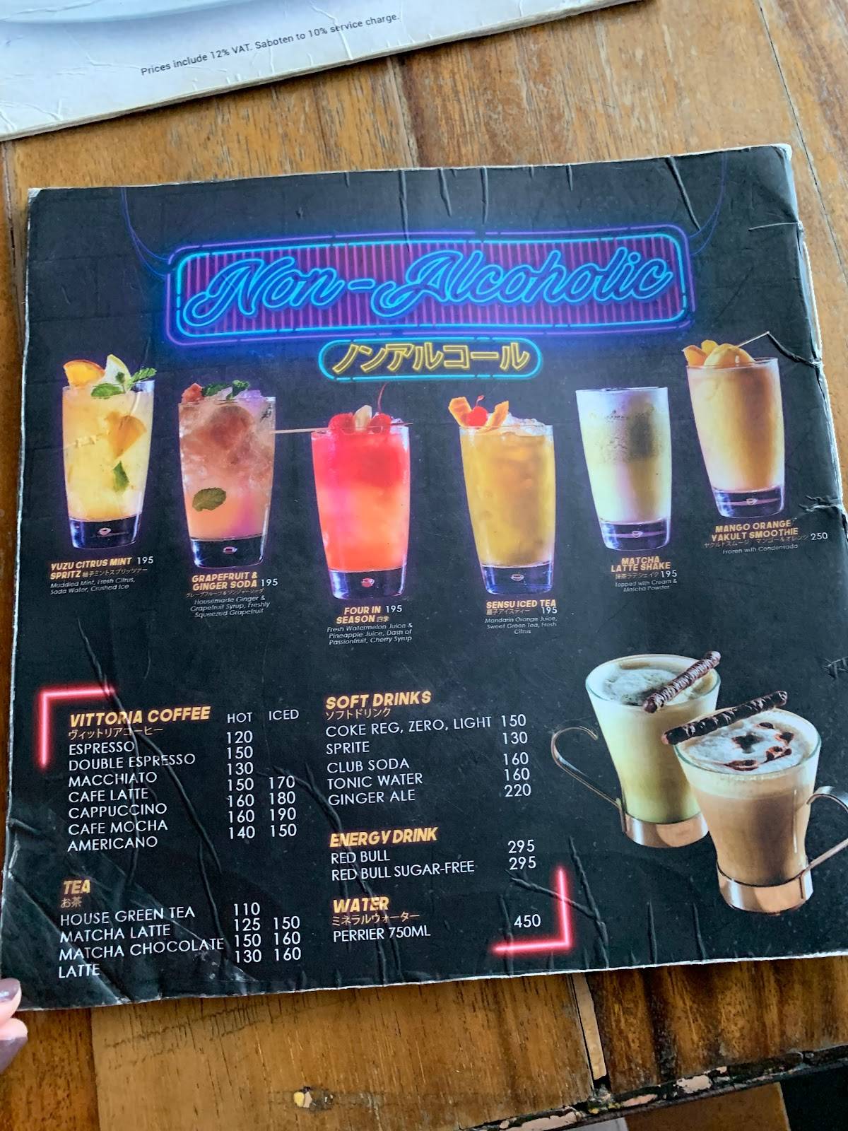Menu at Chotto Matte restaurant, Taguig