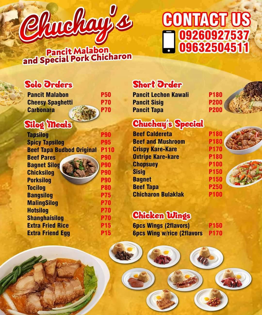 Carta del restaurante Chuchay's Pancit Malabon & Special Pork ...