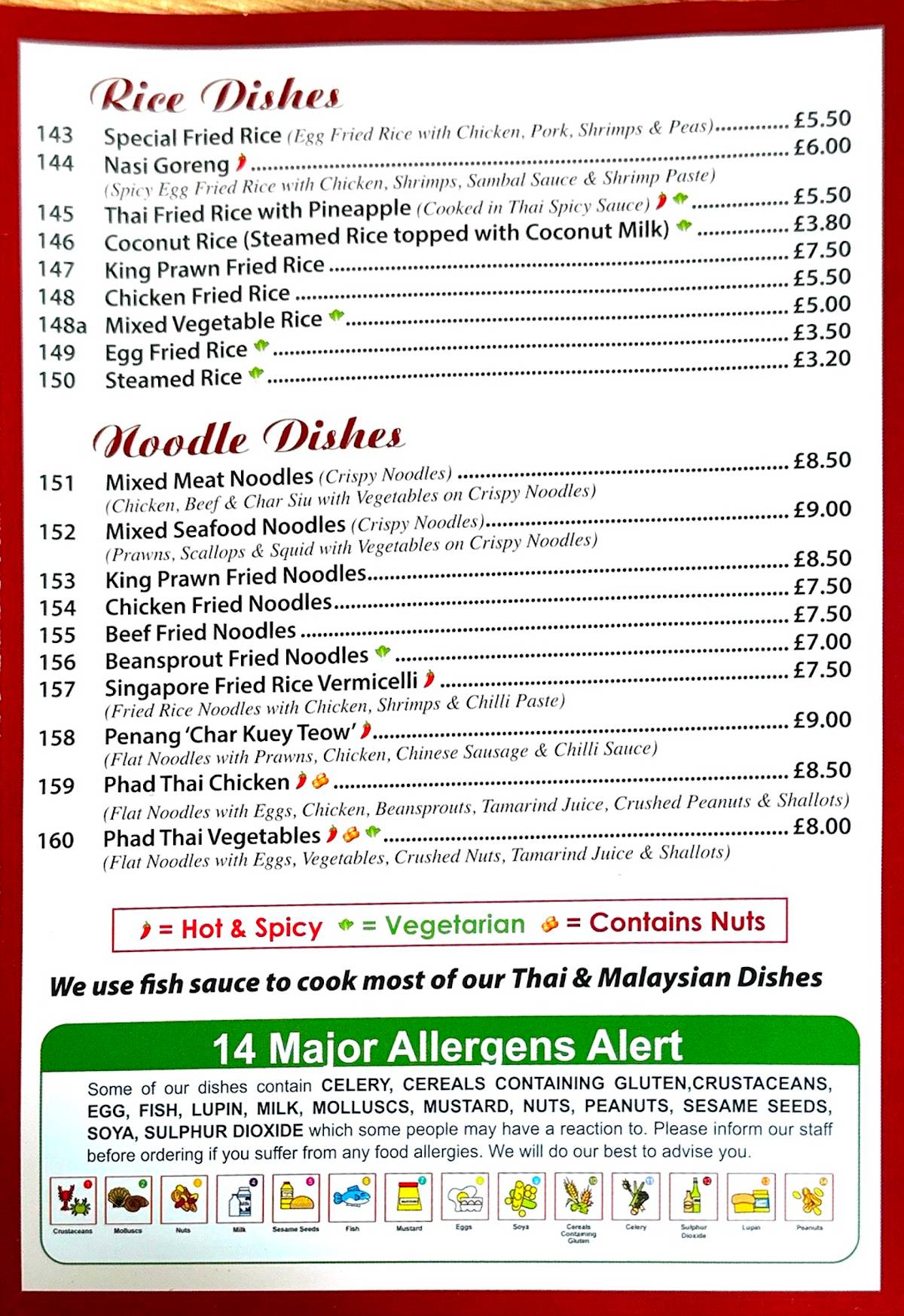 Menu at Cinta restaurant, Godmanchester