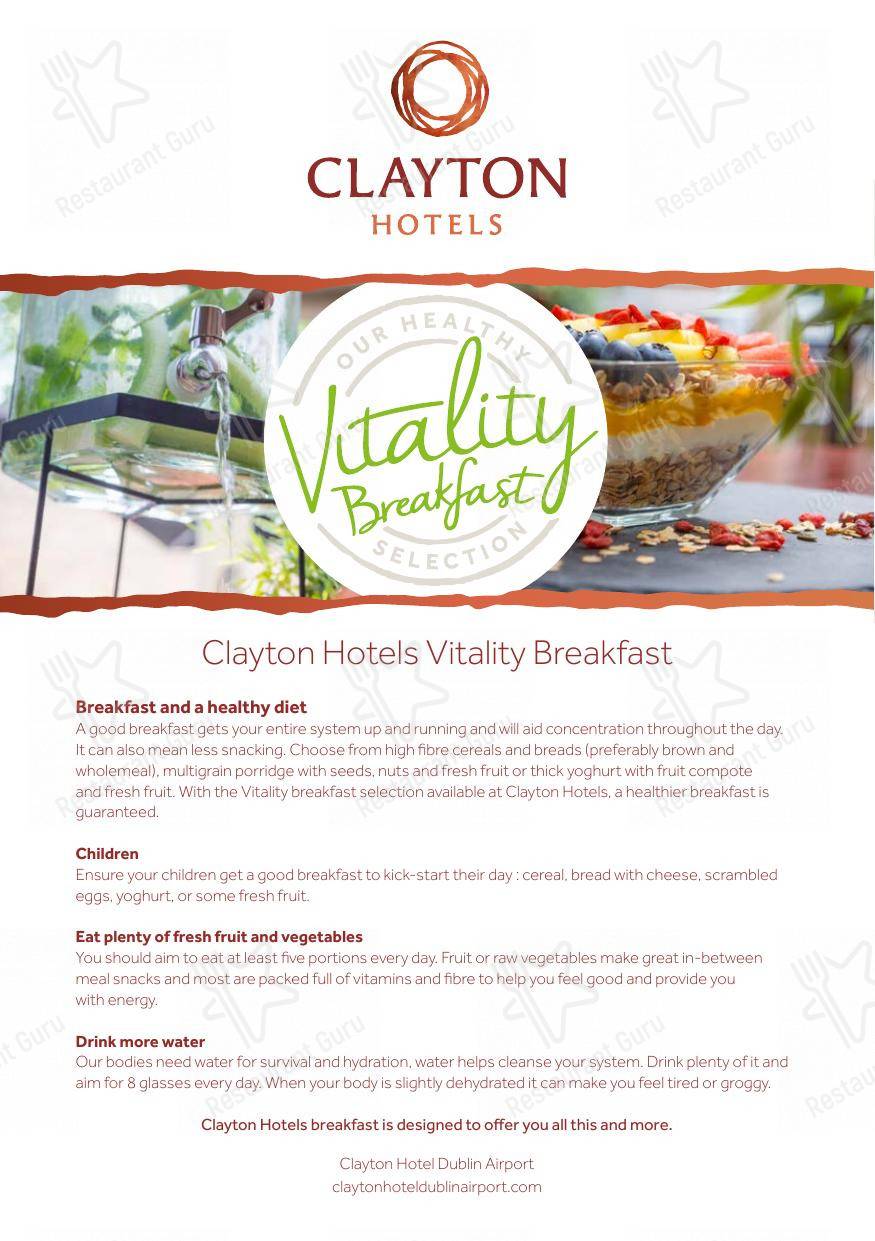 Menu at Clayton Hotel Dublin Airport pub & bar, Ireland