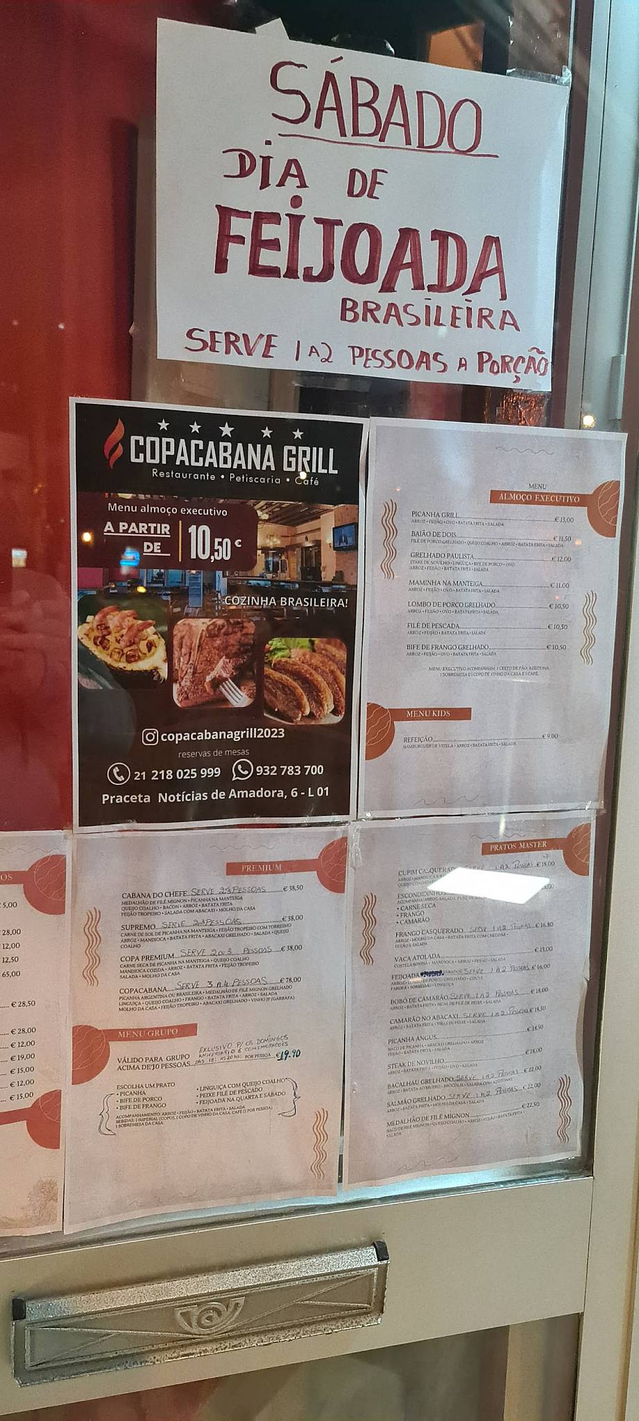 Carta del restaurante Copacabana Grill, Amadora