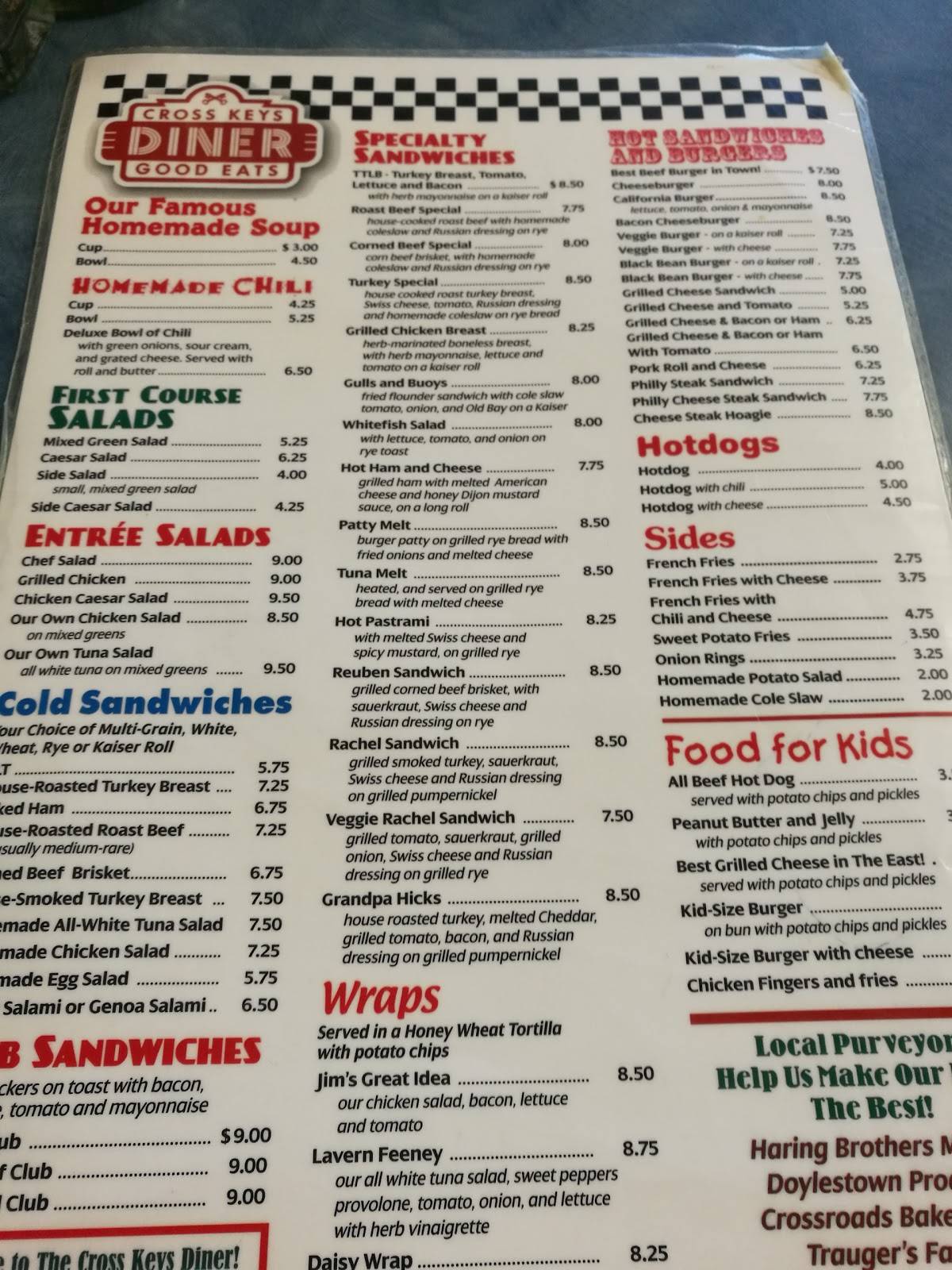 Menu at Cross Keys Diner restaurant, Doylestown