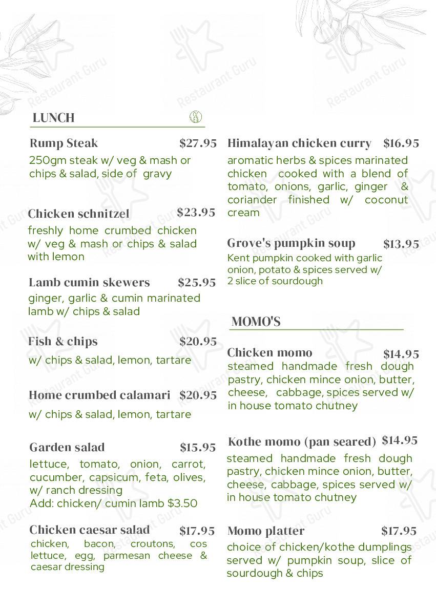 Menu at Crown Theatre Cafe, Crookwell