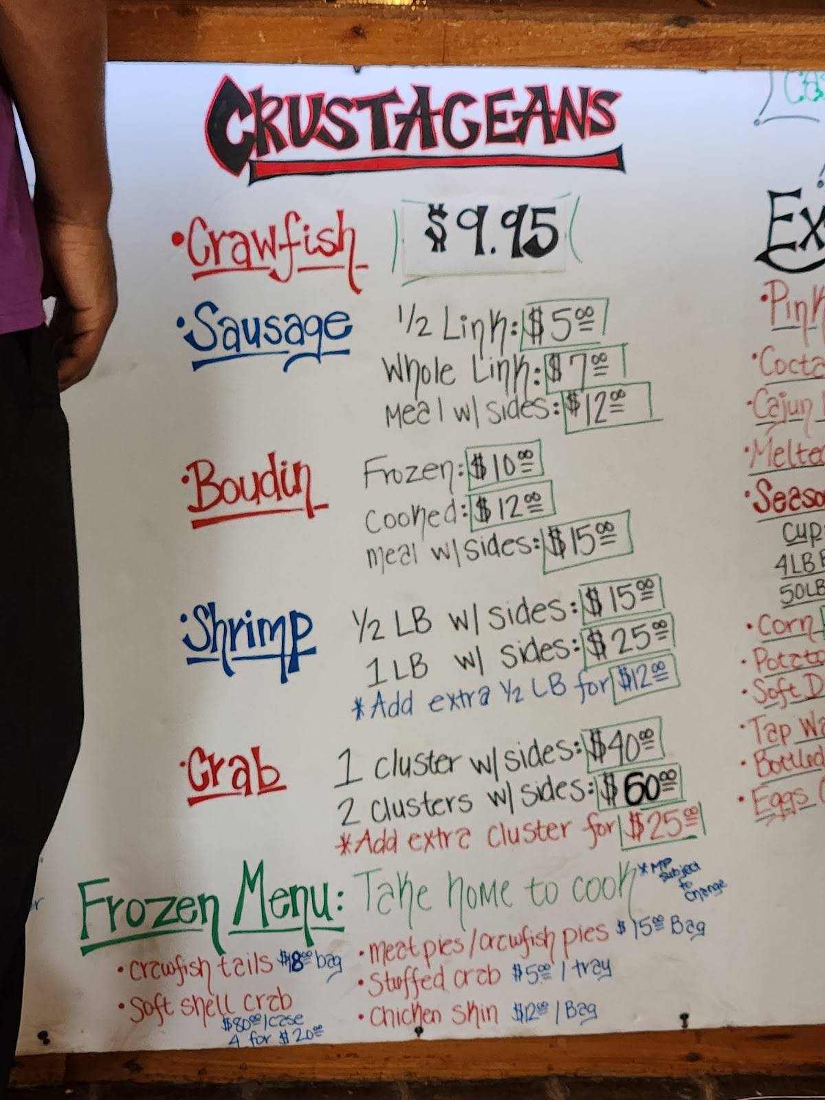 Menu at Crustaceans Crawfish restaurant, Cleveland