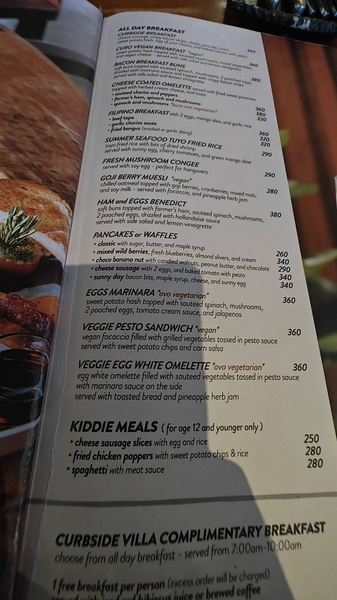 Menu at Curo La Union restaurant, San Juan