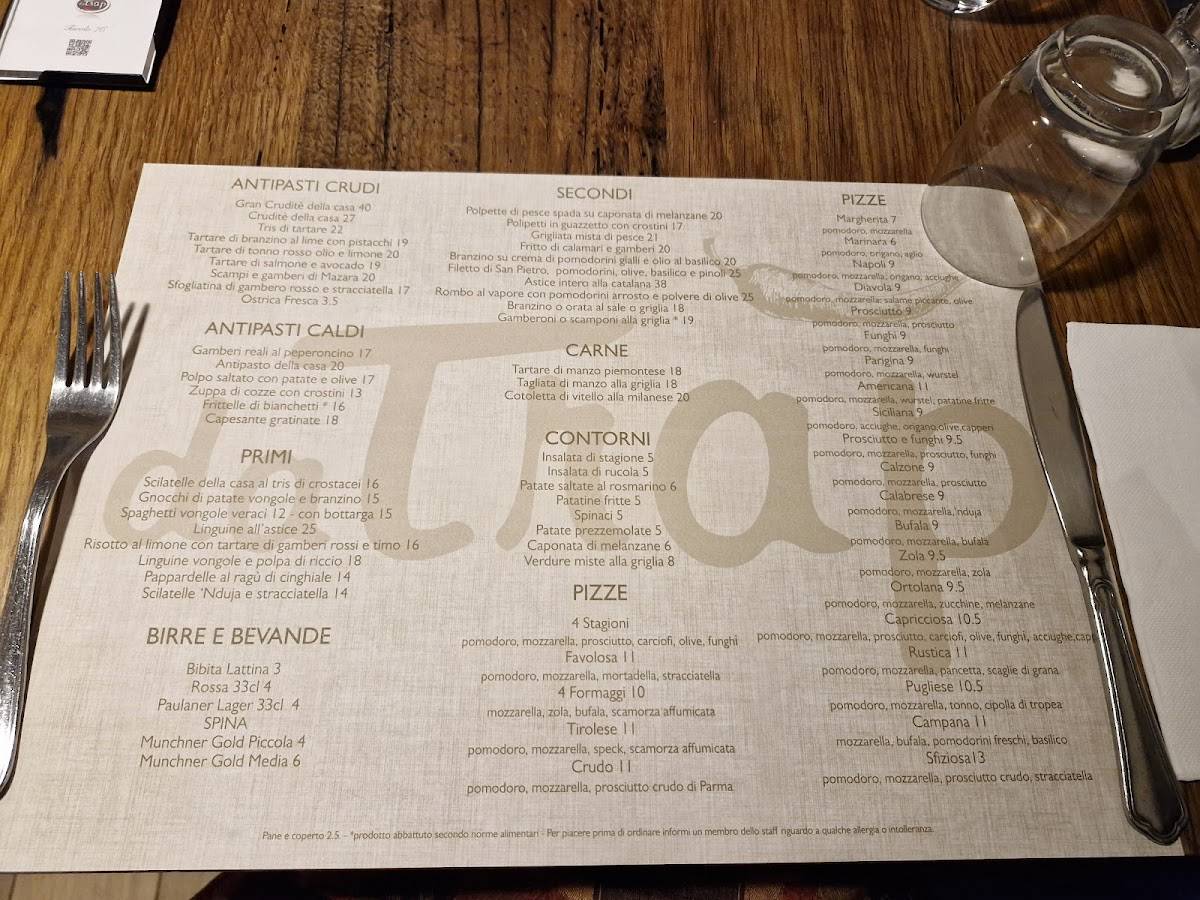 Menu da Ristorante Pizzeria da Trap, Milano